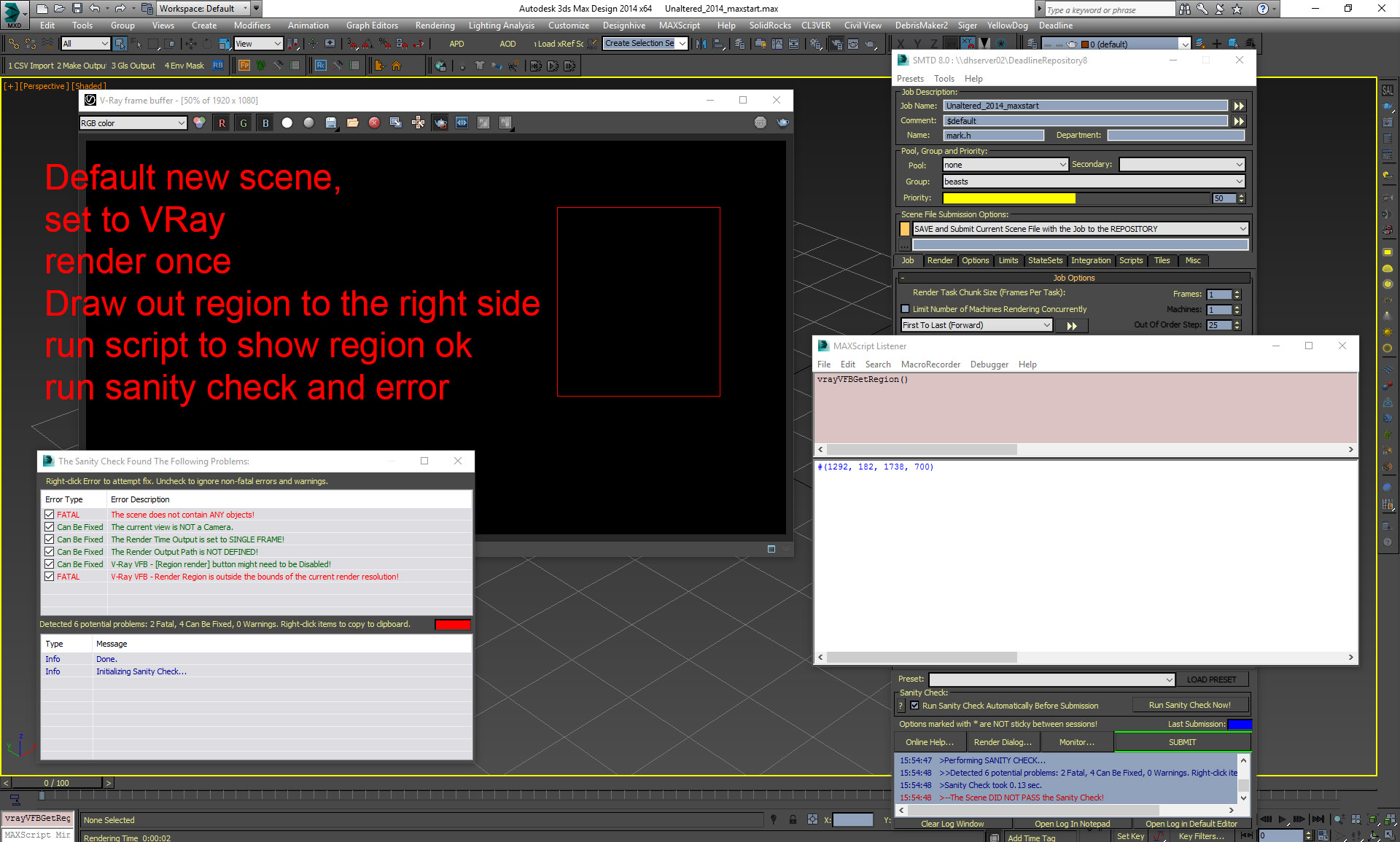 Render region sanity error - Deadline 8 Bug Reports - AWS Thinkbox Discussion Forums